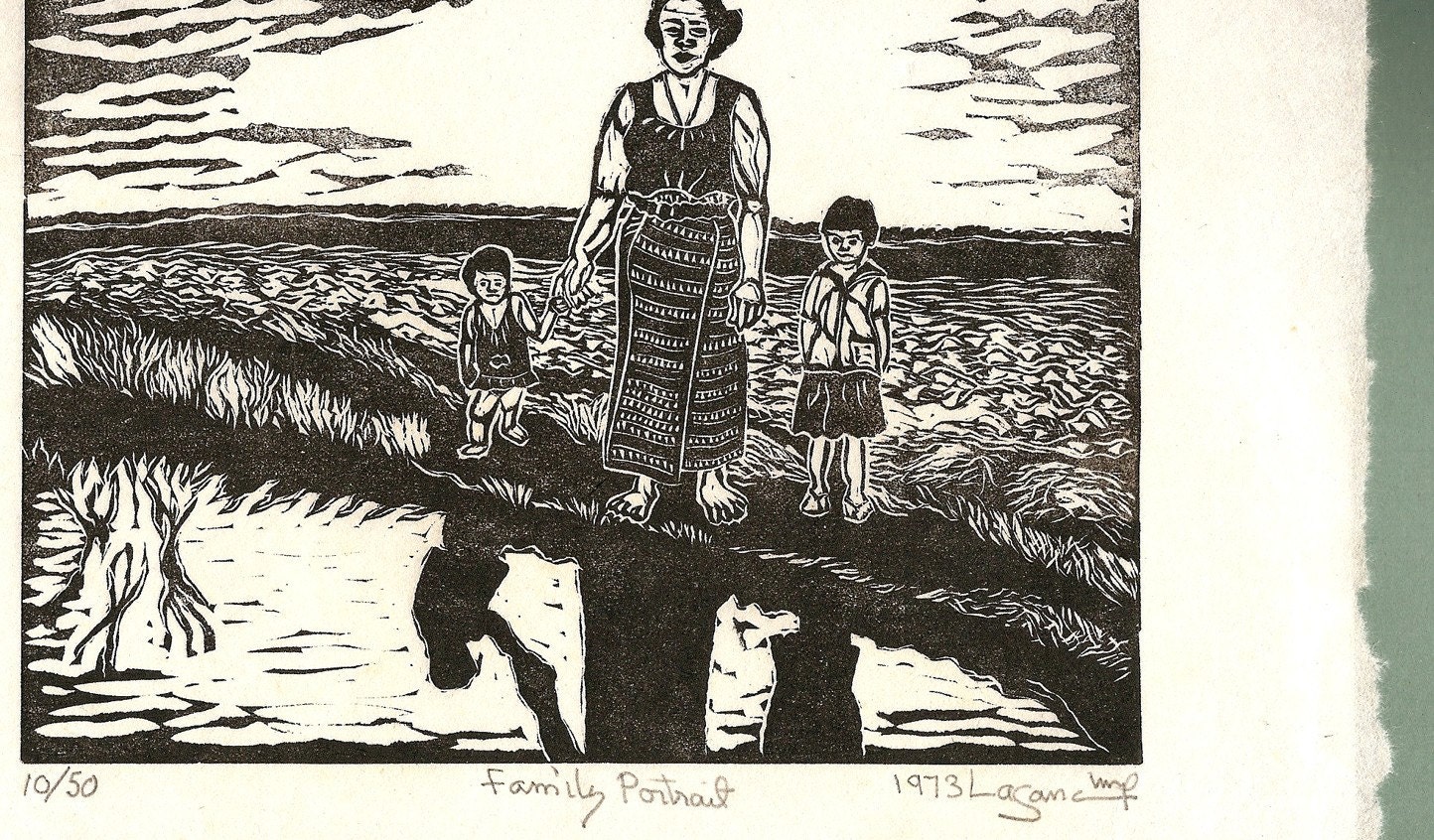 Family Portrait, Limited Edition Lino Cut, Hand Printed, Hand Signed in ...