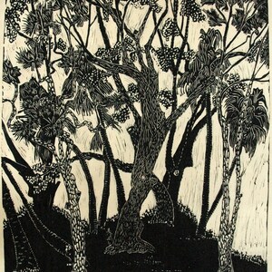 Trees, Linoleum Block Print. Limited Edition. Printed and Signed in ...