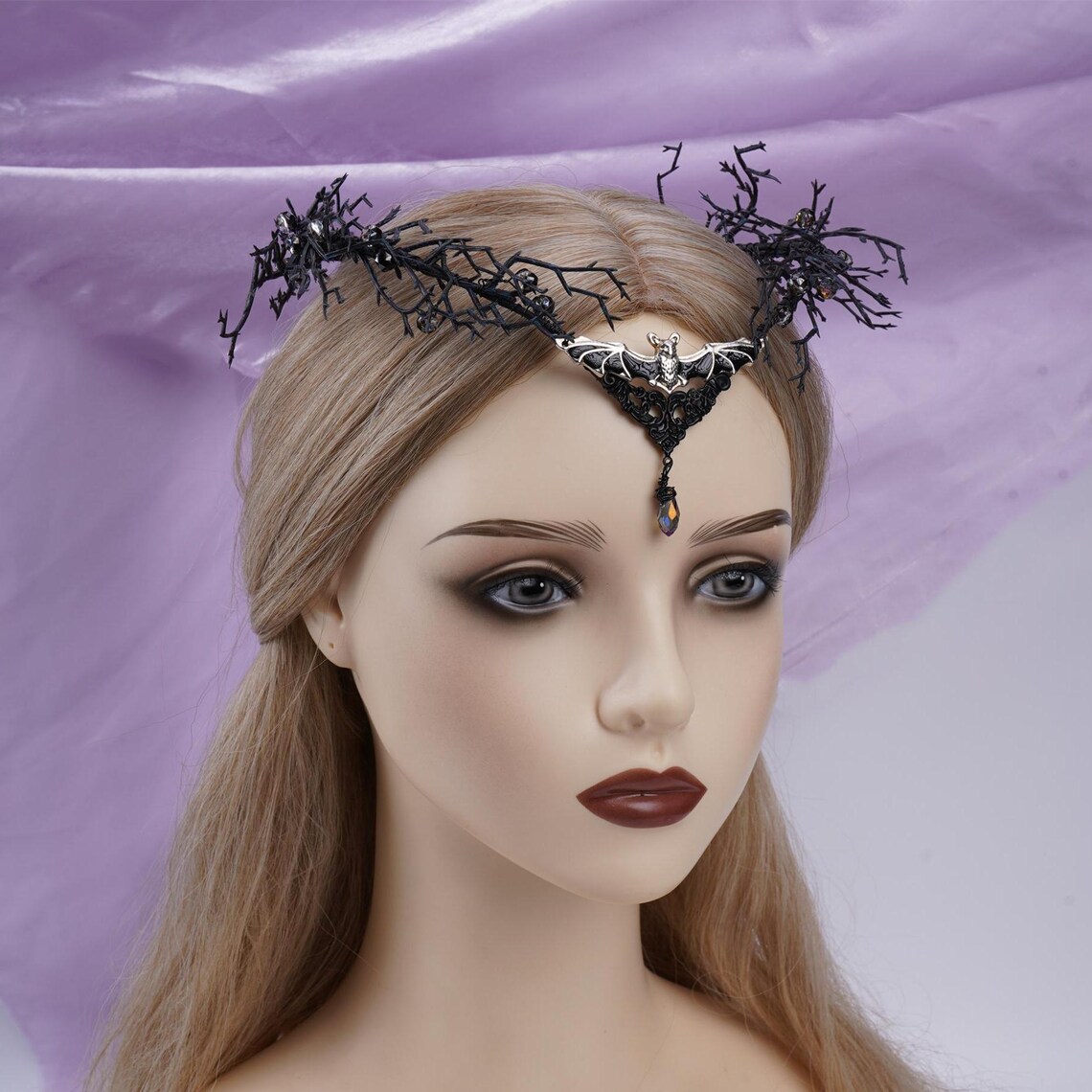 Gothic Bat Fairy Crown, Black Leaf Headpiece, Dark Witch Tiara - Etsy