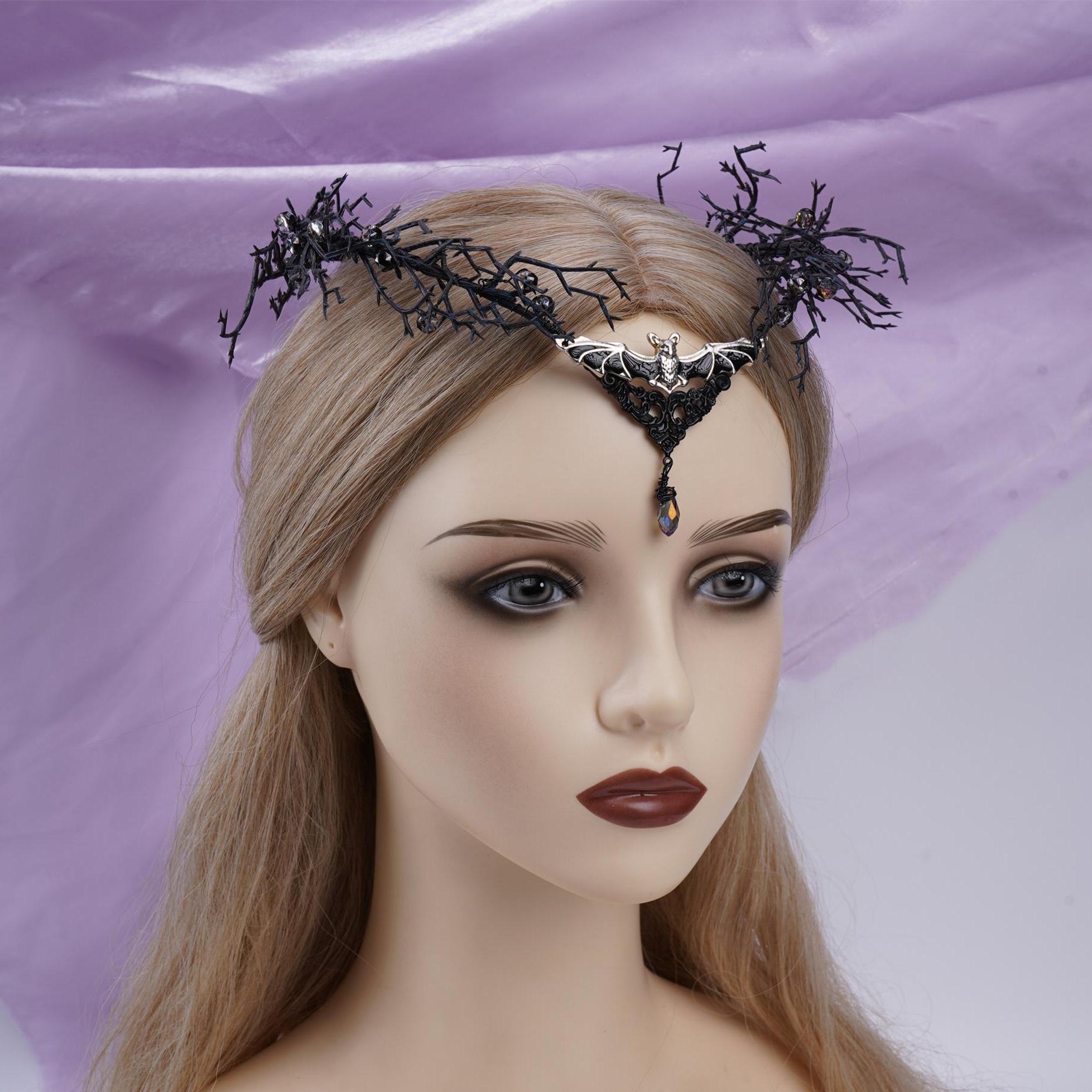 Gothic Bat Fairy Crown, Black Leaf Headpiece, Dark Witch Tiara - Etsy