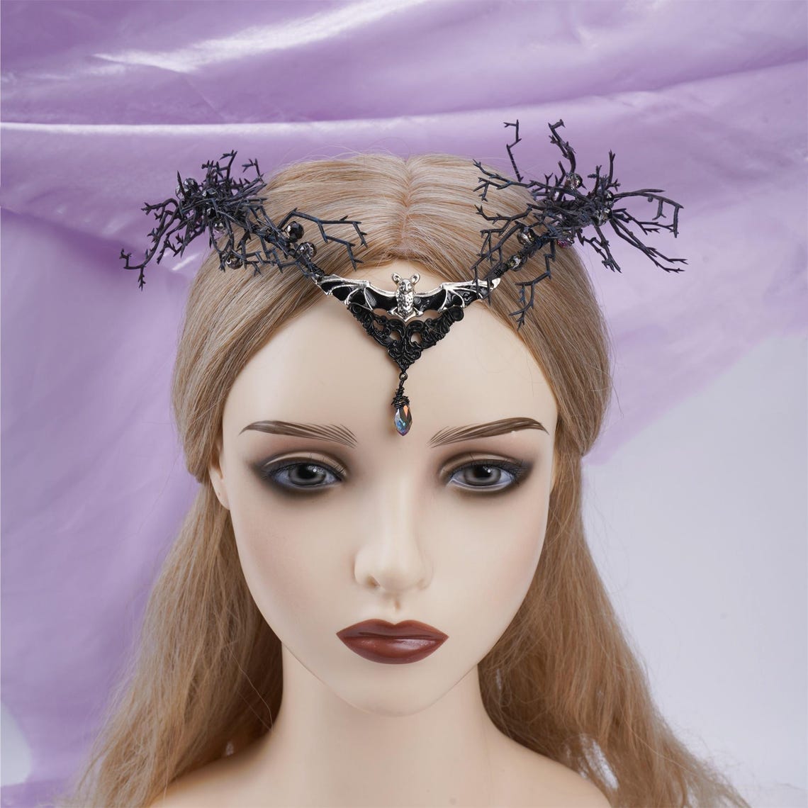 Gothic Bat Fairy Crown, Black Leaf Headpiece, Dark Witch Tiara - Etsy