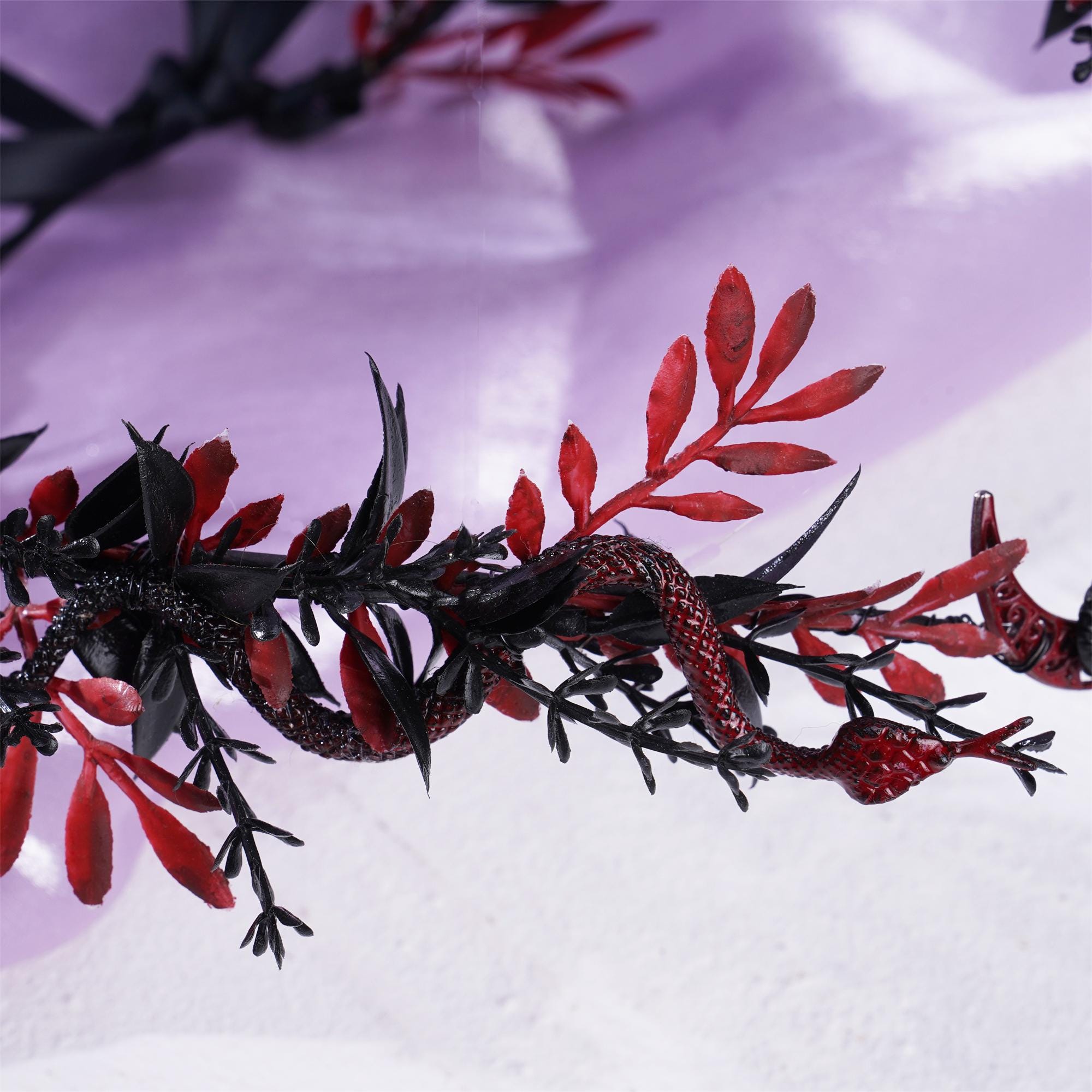 Witch Snake Crown, Gothic Medusa Black Red Leaf Dark Fairy Tiara ...