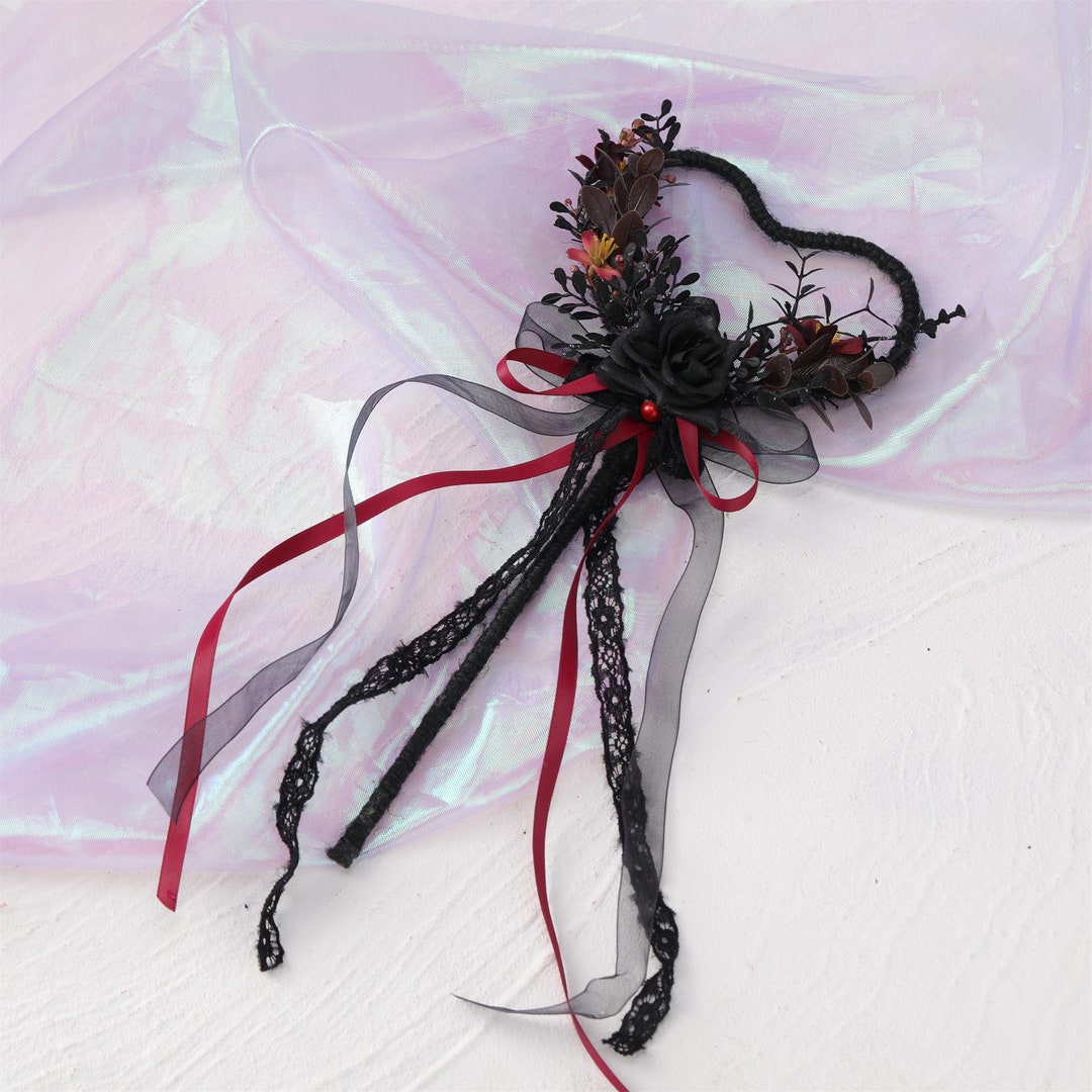 Floral Heart Magic Wand: Black Rose Fairy Cosplay Prop - Etsy