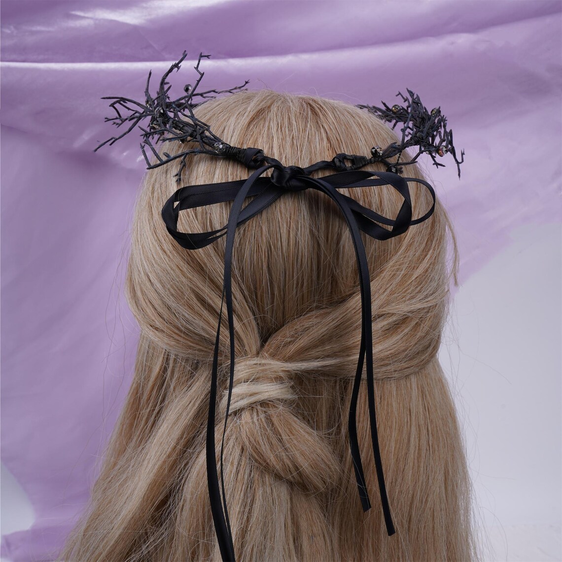 Gothic Bat Fairy Crown, Black Leaf Headpiece, Dark Witch Tiara - Etsy