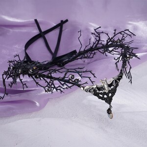 Gothic Bat Fairy Crown, Black Leaf Headpiece, Dark Witch Tiara - Etsy