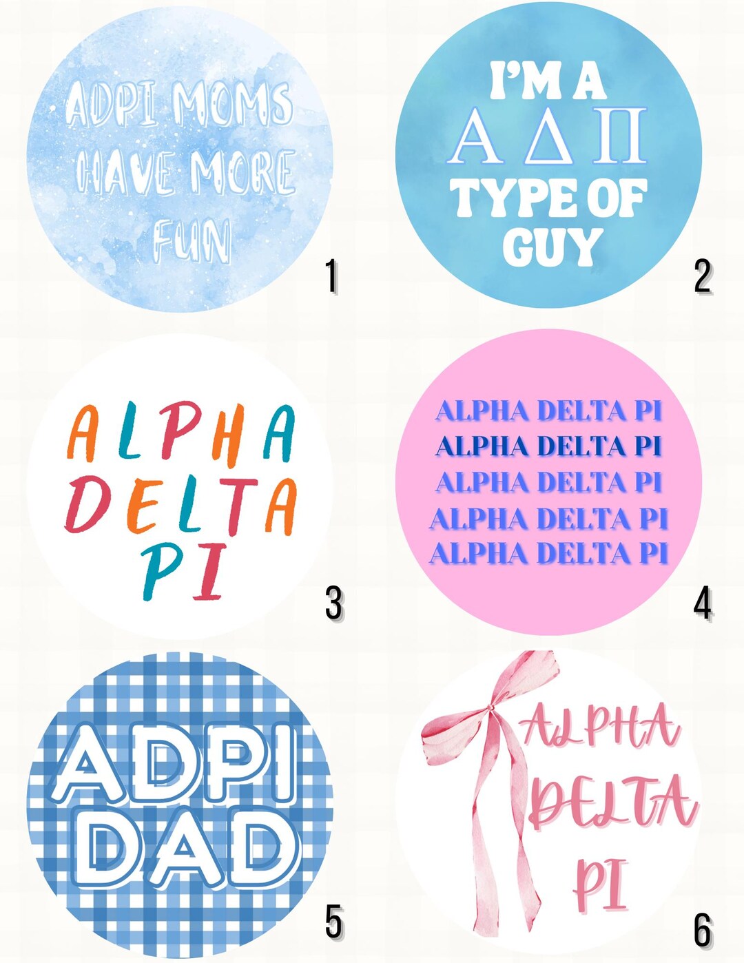 Round ADPI Stickers, ADPI Boyfriend, Game Day Stickers, Alpha Delta Pi ...