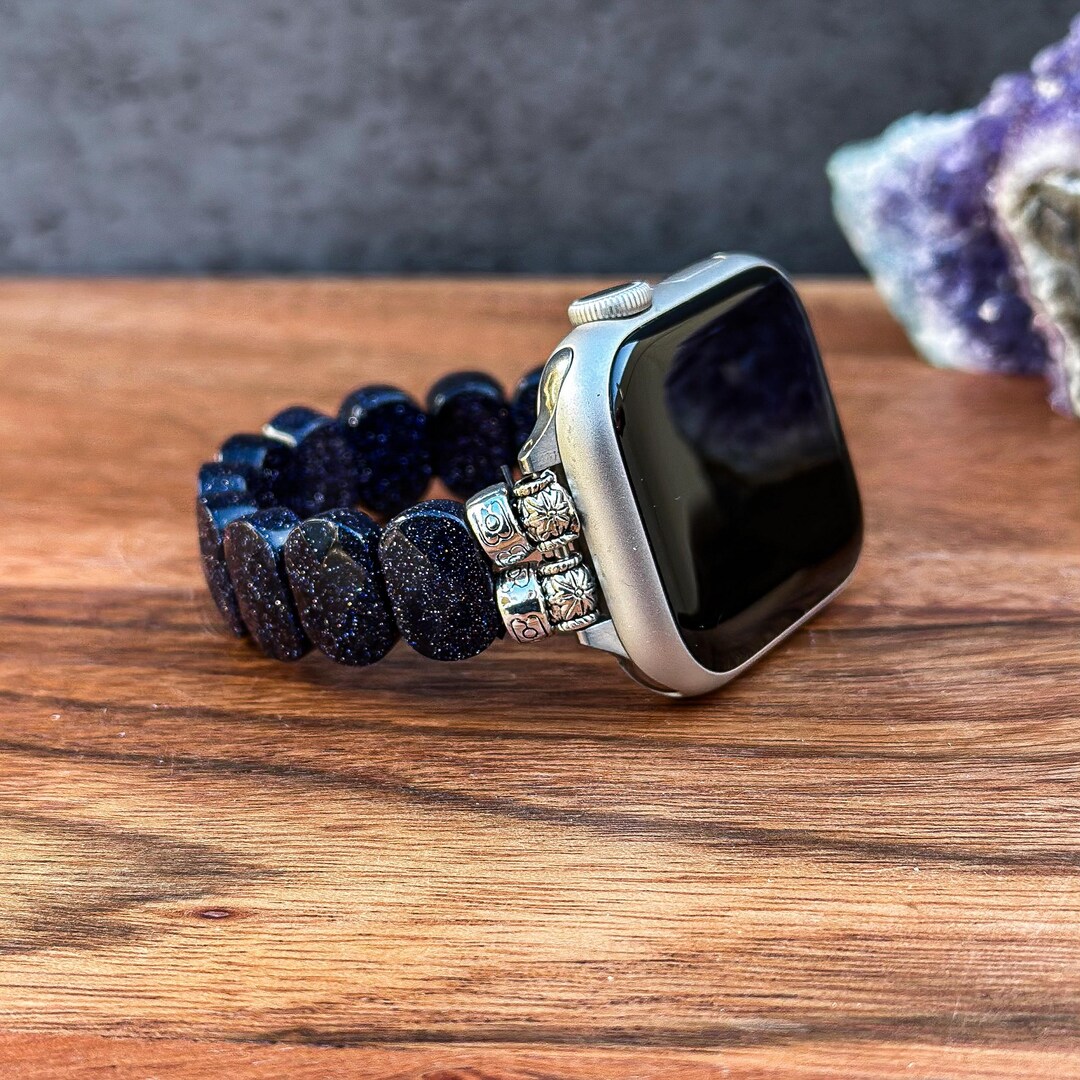 Delicate Apple Watch Band With Blue Sand Gemstone Handmade Watch Strap ...