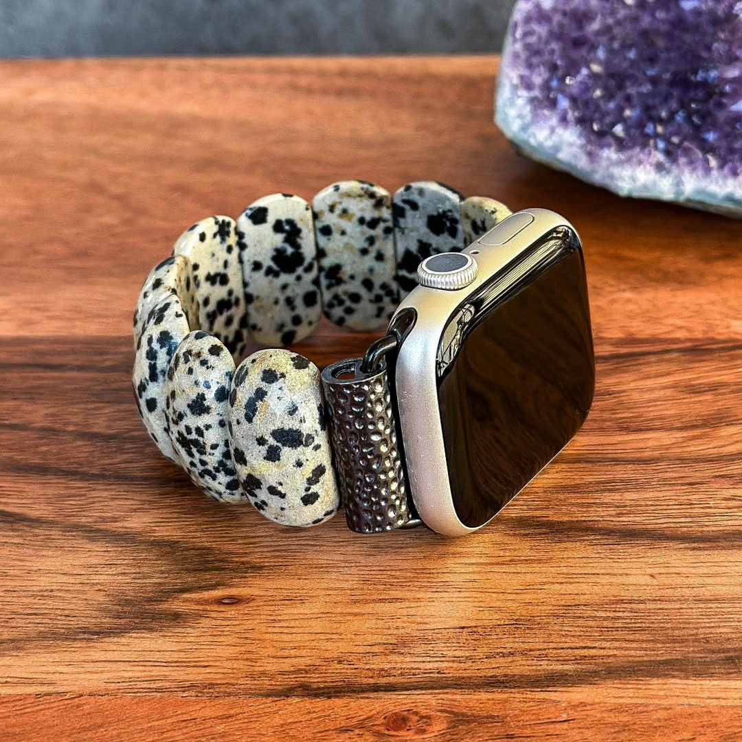Apple Watch Band With Dalmatian Jasper Gemstone Handmade Watch Strap ...