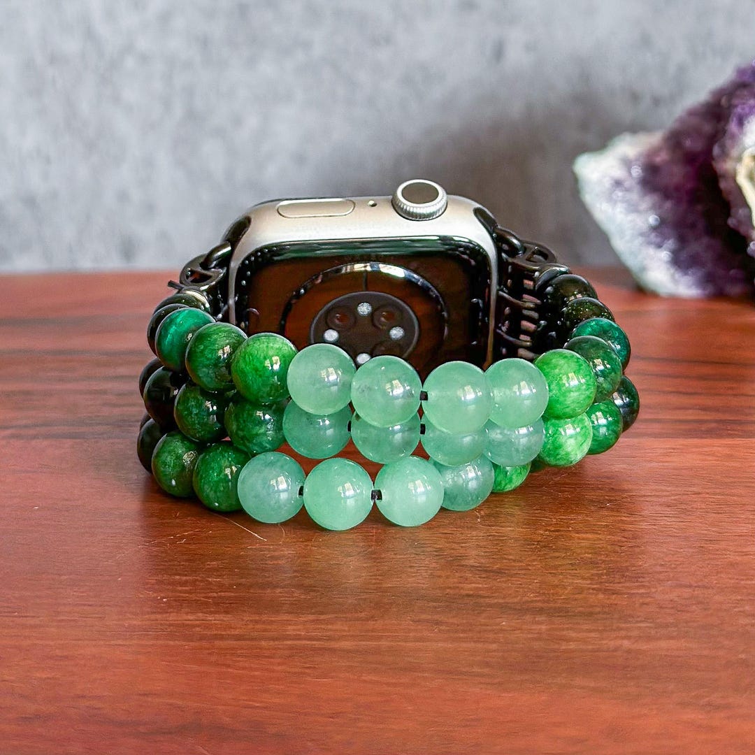Green Gradient Gemstone Apple Watch Band, Handmade Watch Strap, Natural ...