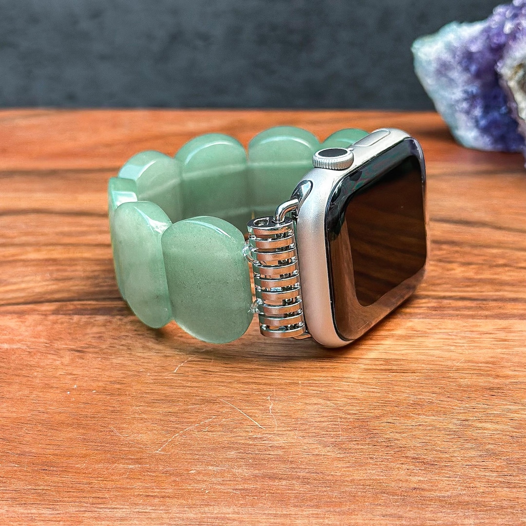 Apple Watch Band With Oval Green Aventurine Gemstone Handmade Watch ...
