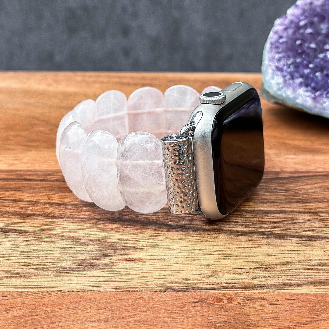 Apple Watch Beaded Watch Strap Rose Quartz Gemstone Handmade Watch Band ...