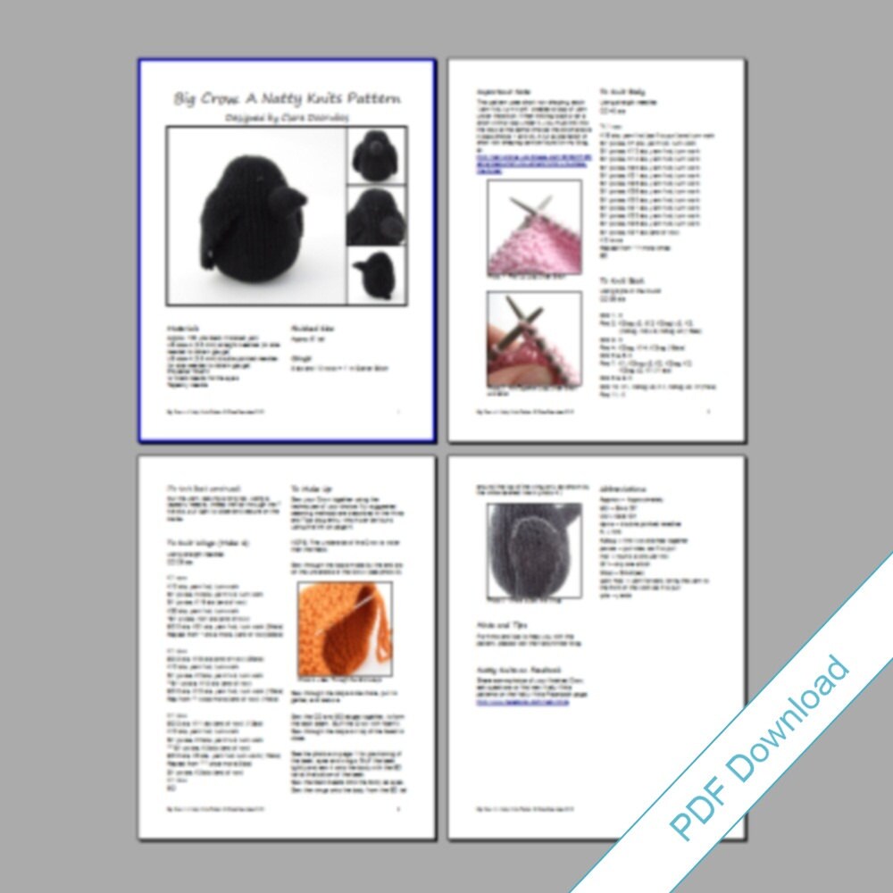 Digital Download Knit Pattern - Big Crow - Etsy