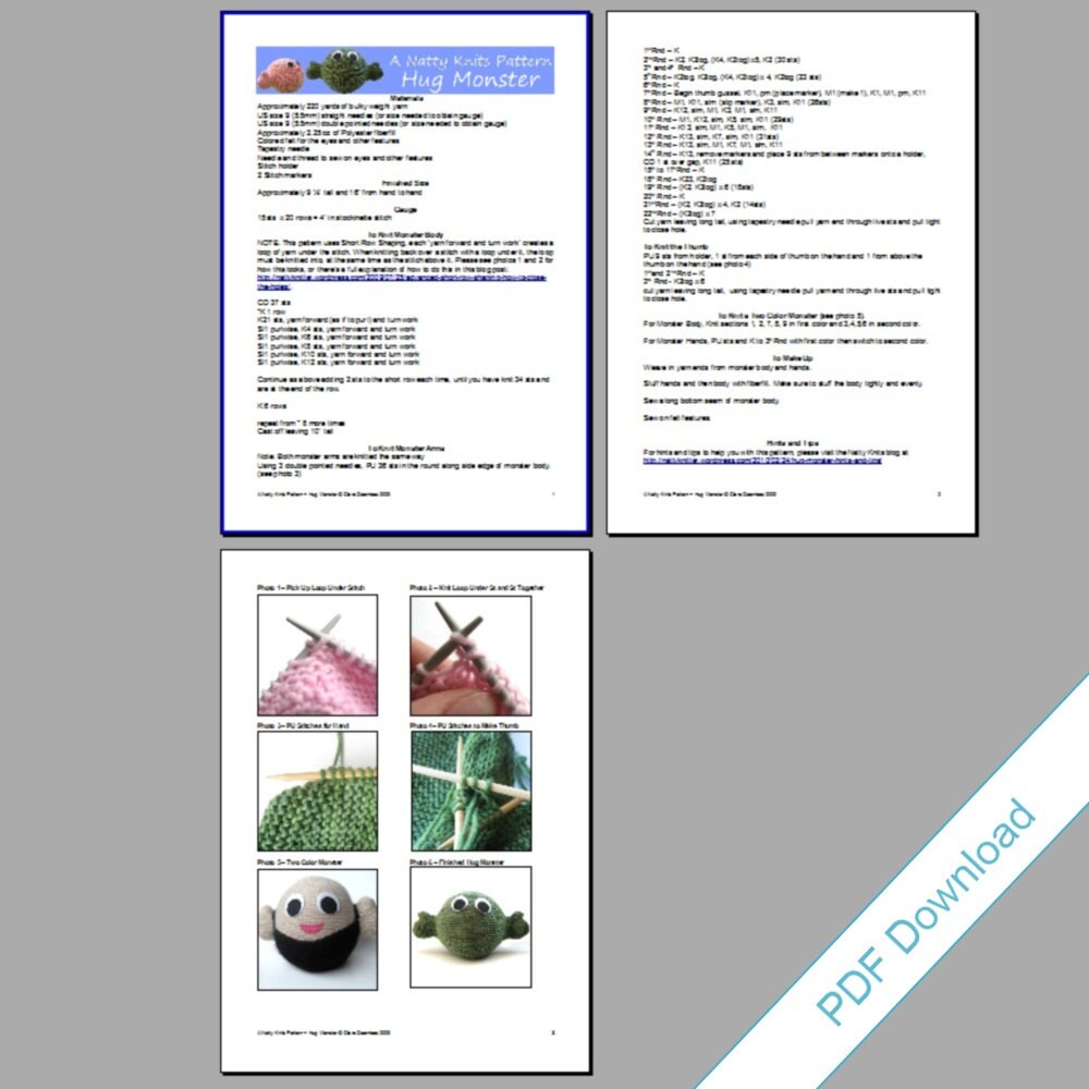 Hug Monster Knitted Toy Pattern PDF. Make Your Own Monster. | Etsy