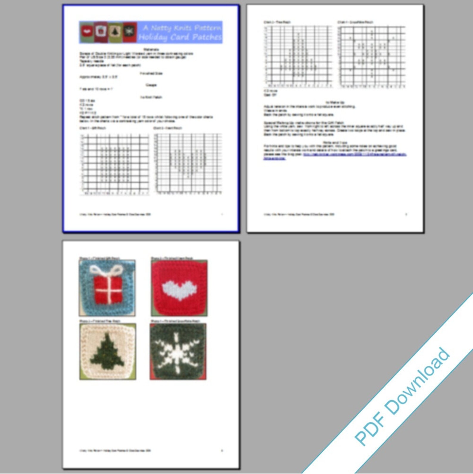 Knitted Cards Pattern PDF. Knit Your Own Cards. Heart, Gift, Tree, and ...