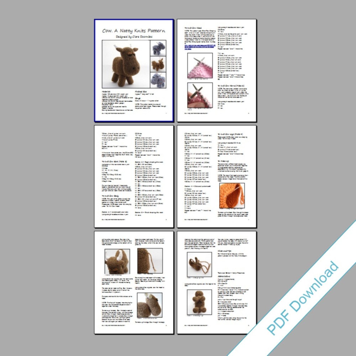 Knitting Pattern PDF Toy Cow. Knit Your Own Herd. - Etsy