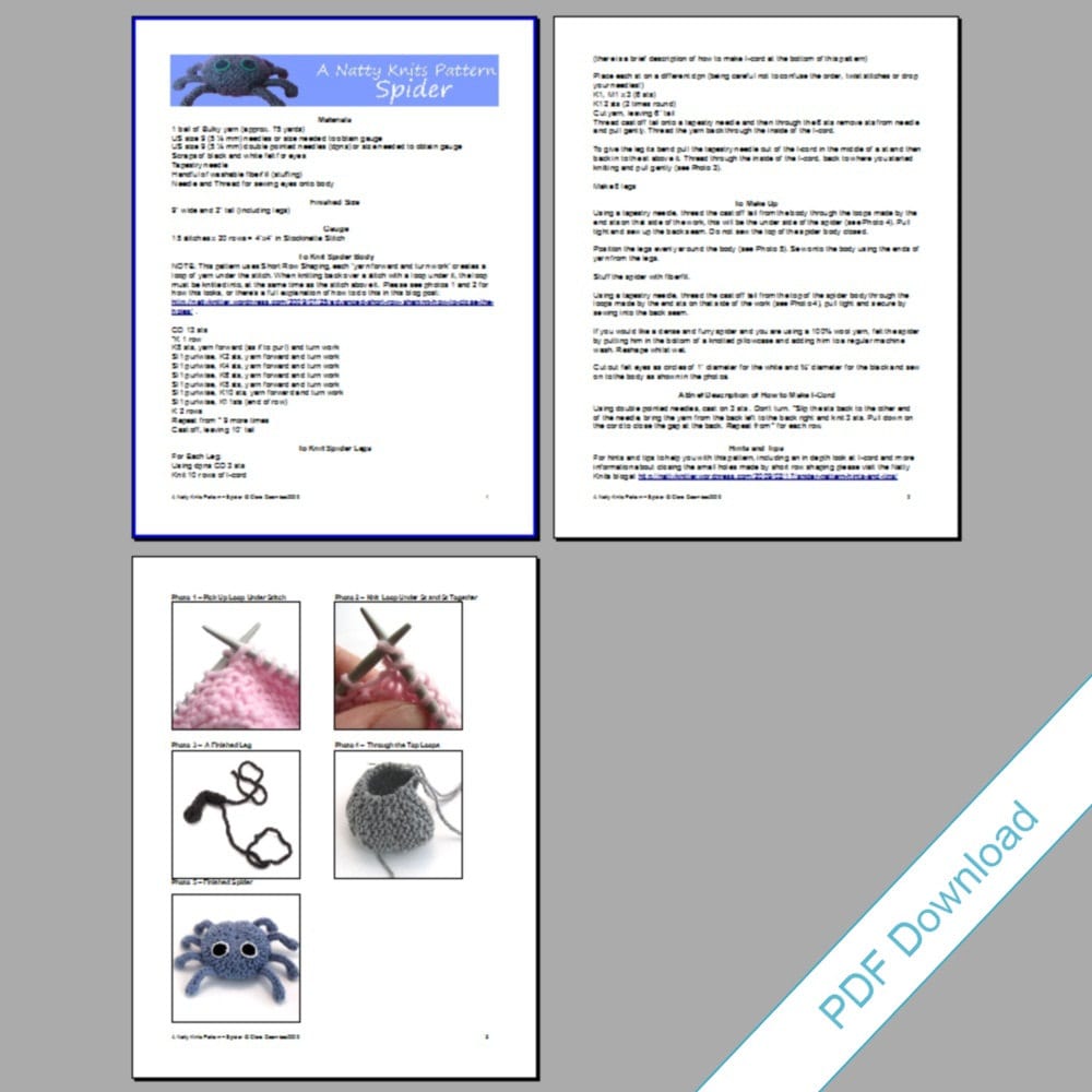 Spider Knitting Pattern PDF. Knit Your Own Toy Spider. - Etsy