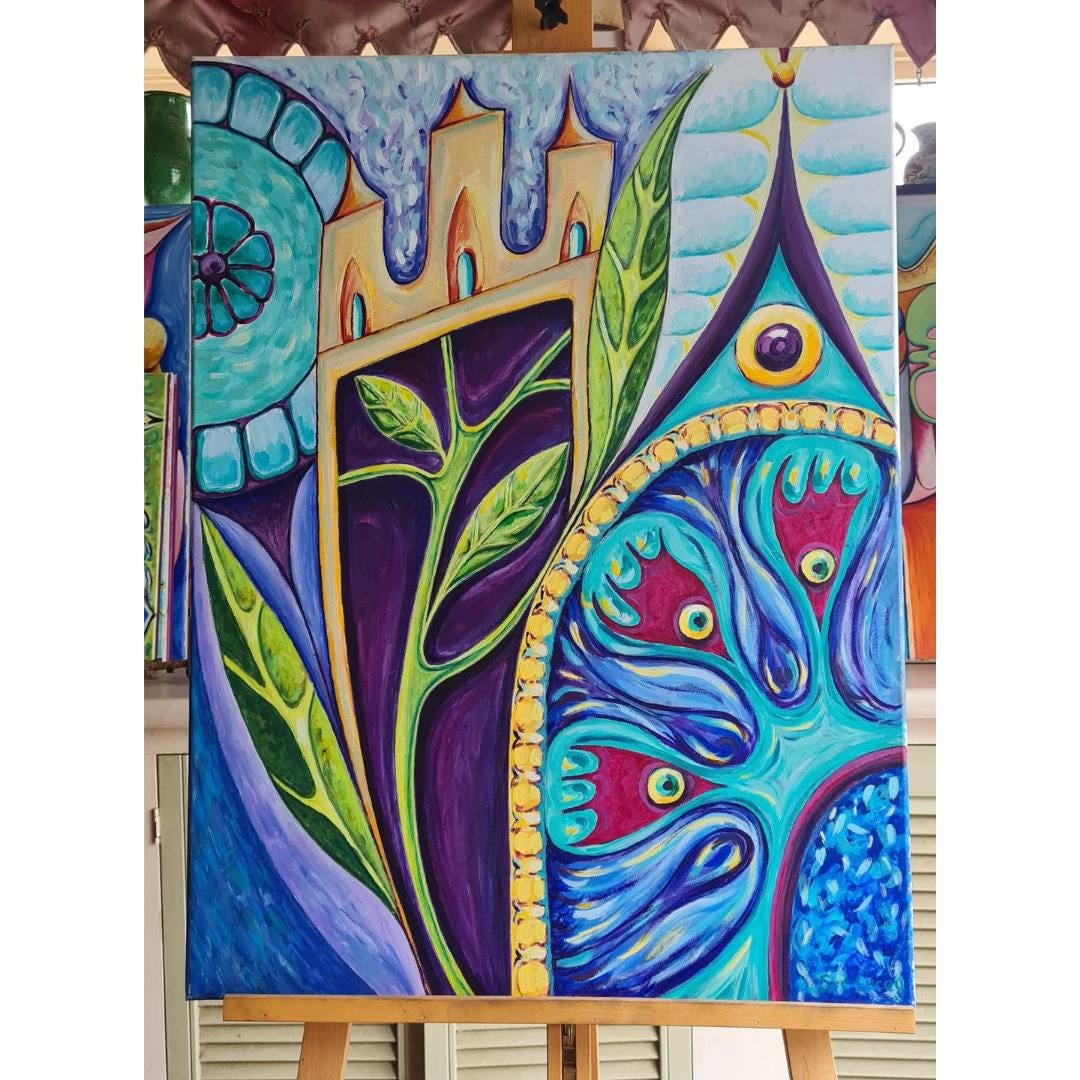 Turrets and Towers Abstract Architecture Original Painting - Etsy