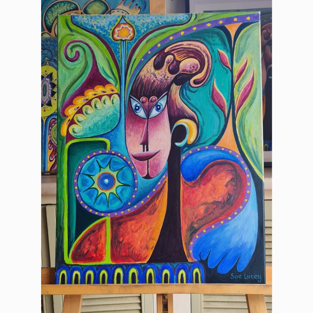 Woman on A Windy Day Abstract Portrait Original Painting - Etsy