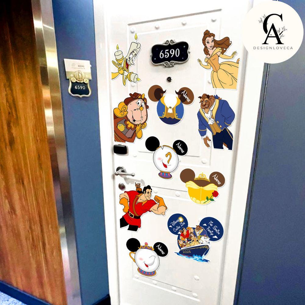 Personalized Disney Beauty and the Beast Inspired Cruise Door Magnet ...
