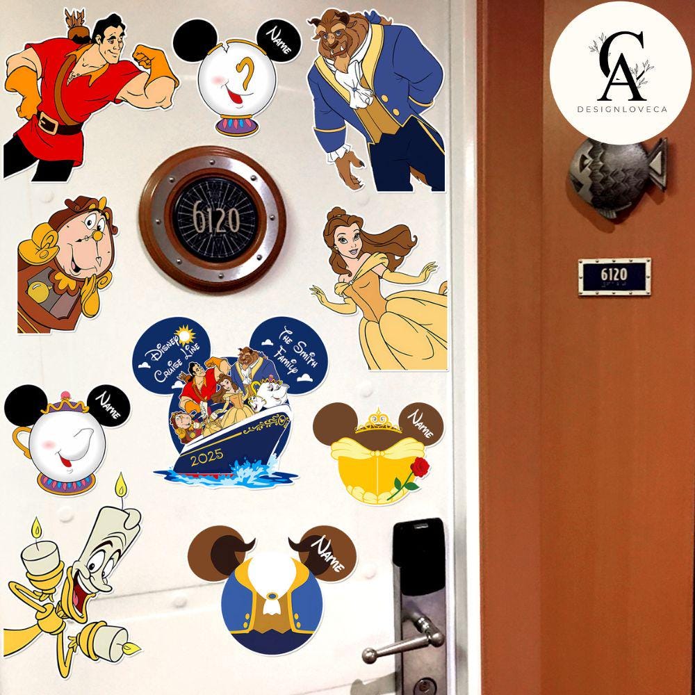 Personalized Disney Beauty and the Beast Inspired Cruise Door Magnet ...