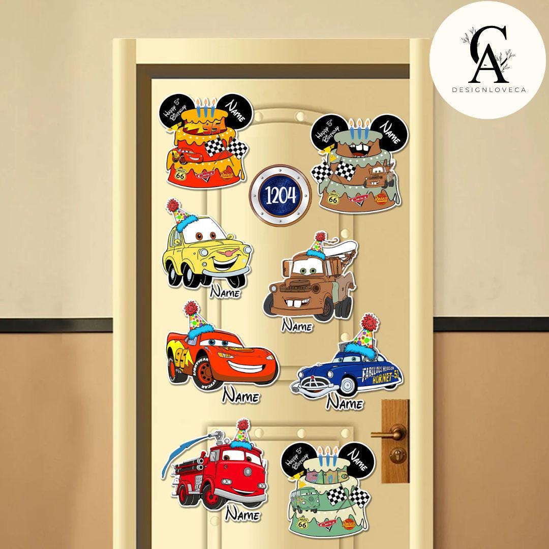 Personalized Disney Cars Birthday Cruise Door Magnet, Lightning Mcqueen ...