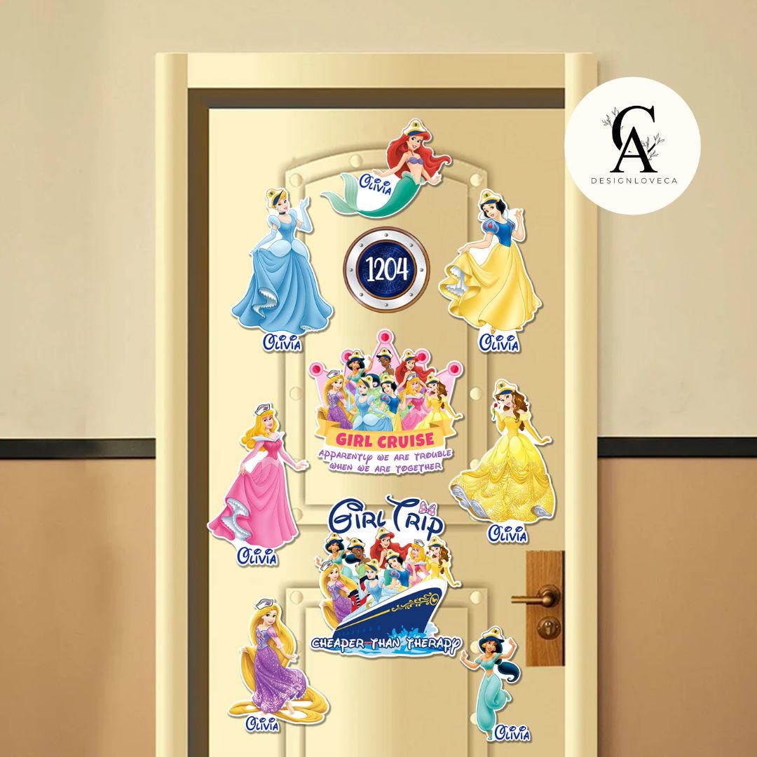 Personalized Disney Princess Girl Trip Inspired Cruise Door Magnet ...