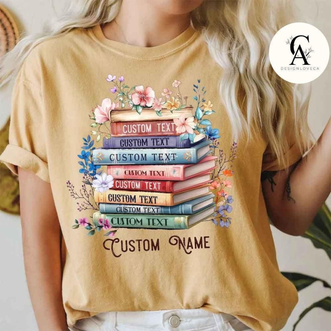 Personalized Watercolor Floral Book Shirt, Book Lovers Gift for Her ...