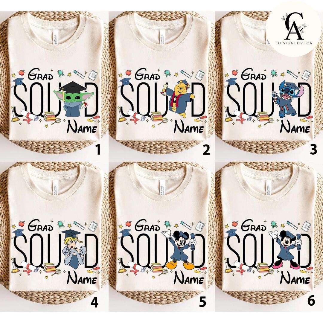 Personalized All Characters Mickey Grad Squad Disney Graduate Shirt ...