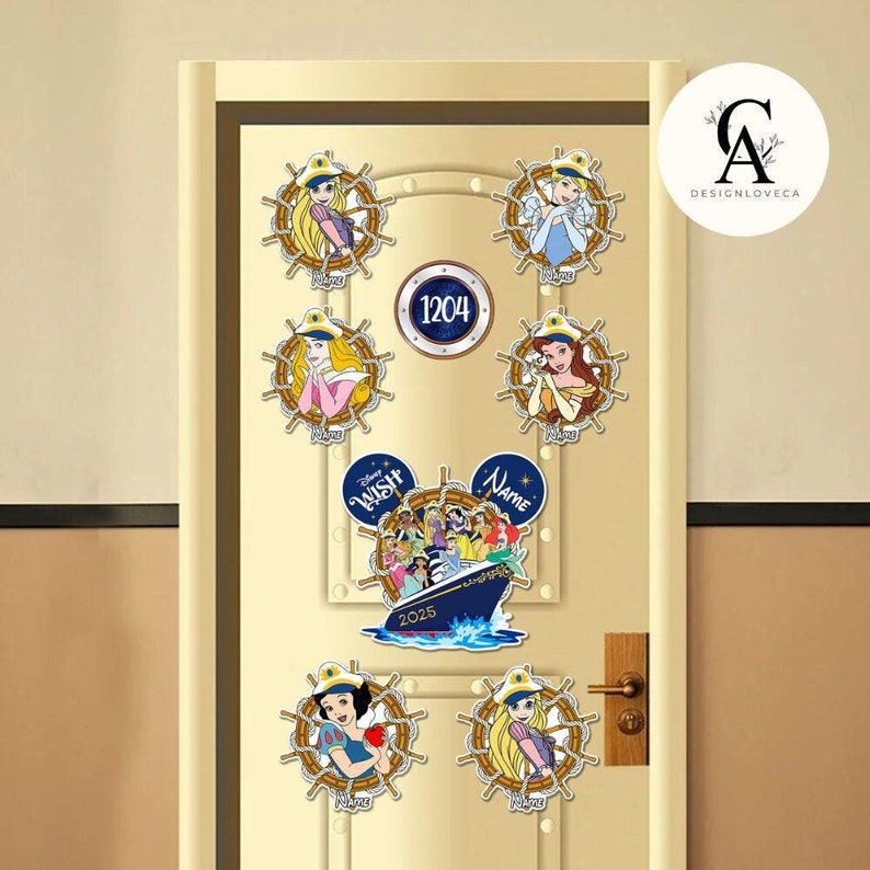 Personalized Disney Princess Girl Trip Inspired Cruise Door Magnet ...