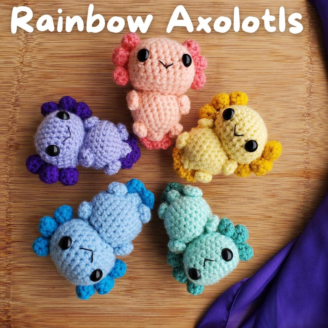 Crochet Rainbow Axolotl Amigurumi: Soft Yarn Desk Pet - Etsy