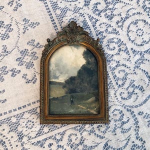 Vintage Landscape Art Print in Baroque Bronze Arch Frame - Etsy