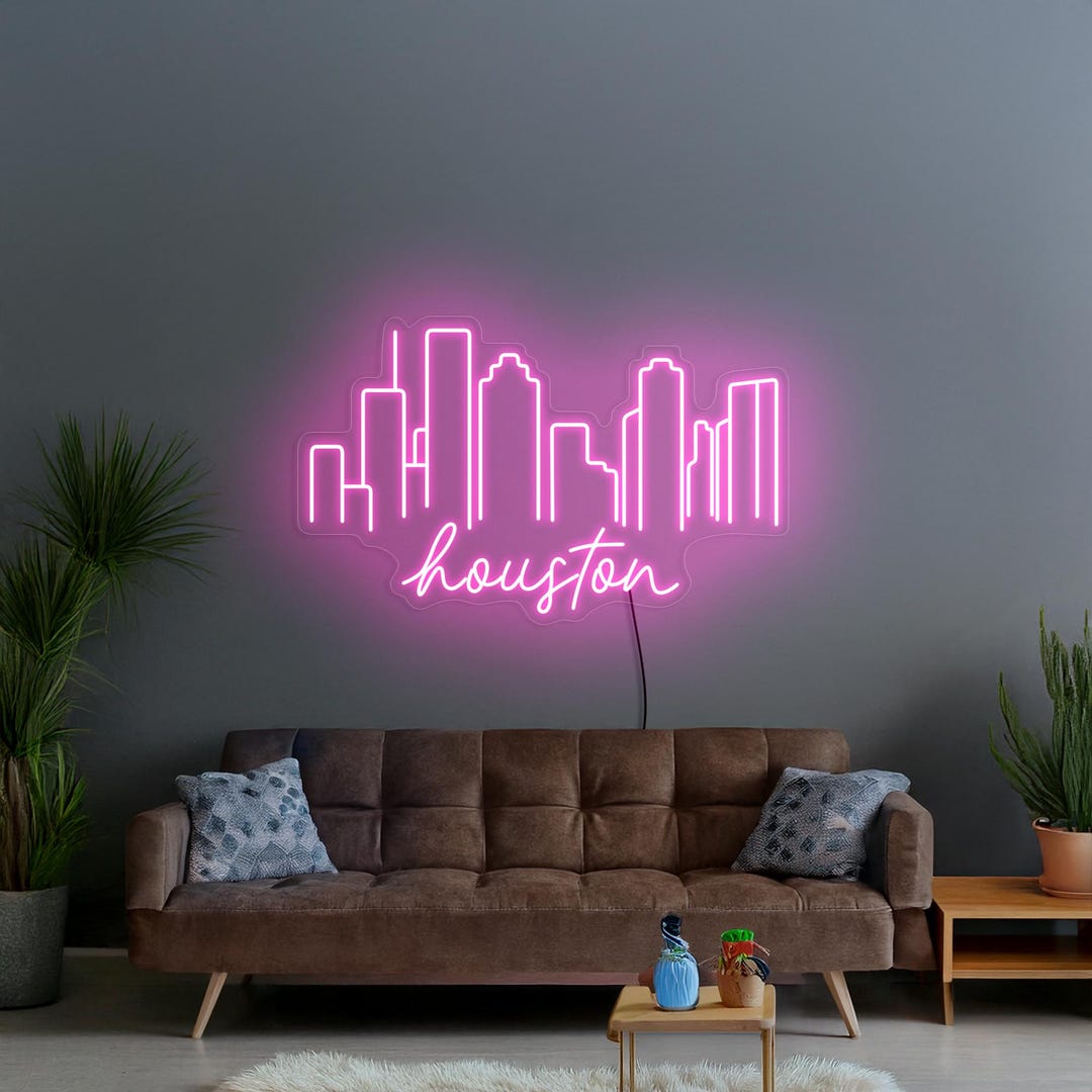 Houston Skyline Neon Sign, Urban Neon Sign, Cityscape Neon Sign Decor ...