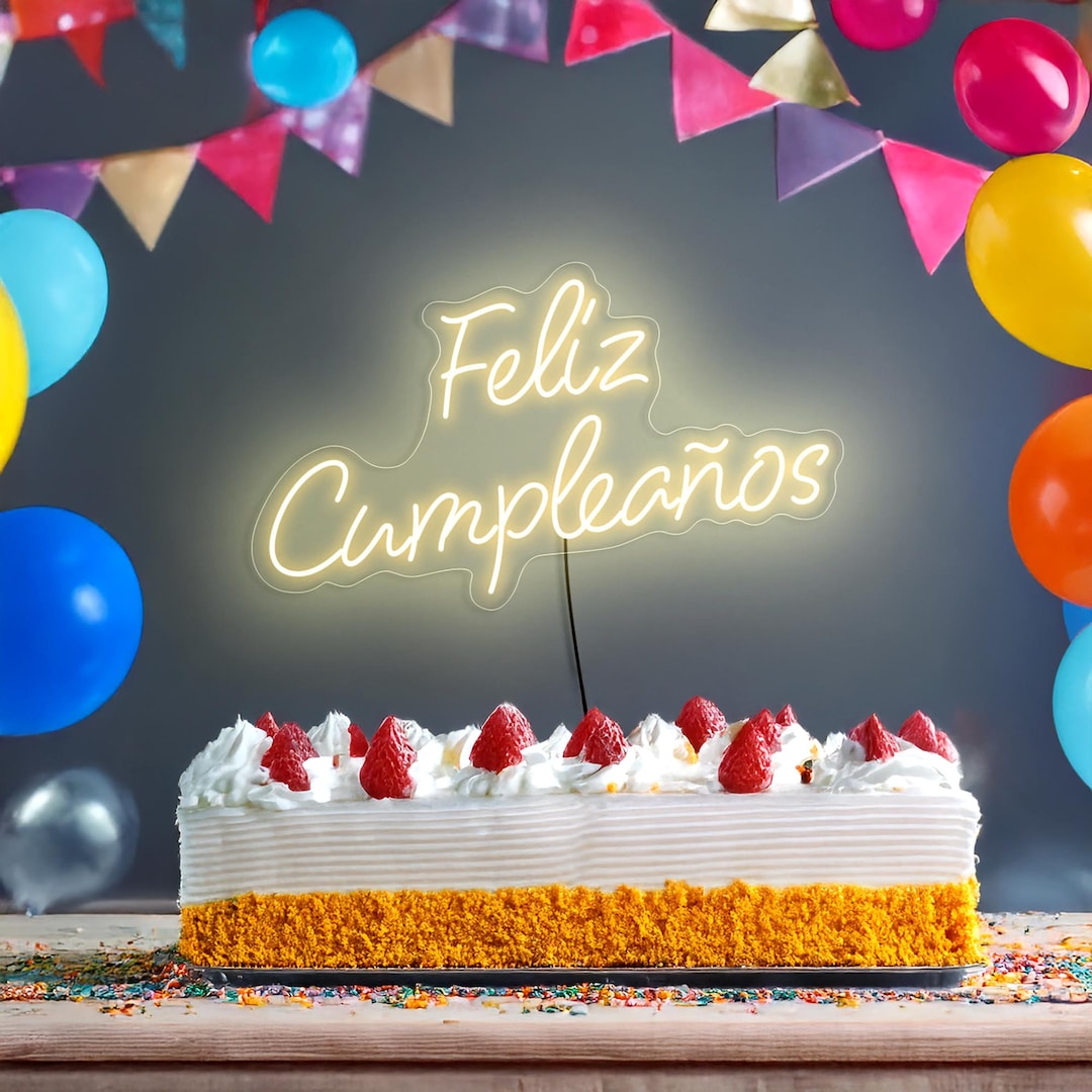 Feliz Cumpleanos Neon Sign, Happy Birthday Neon Sign, Spanish Birthday ...