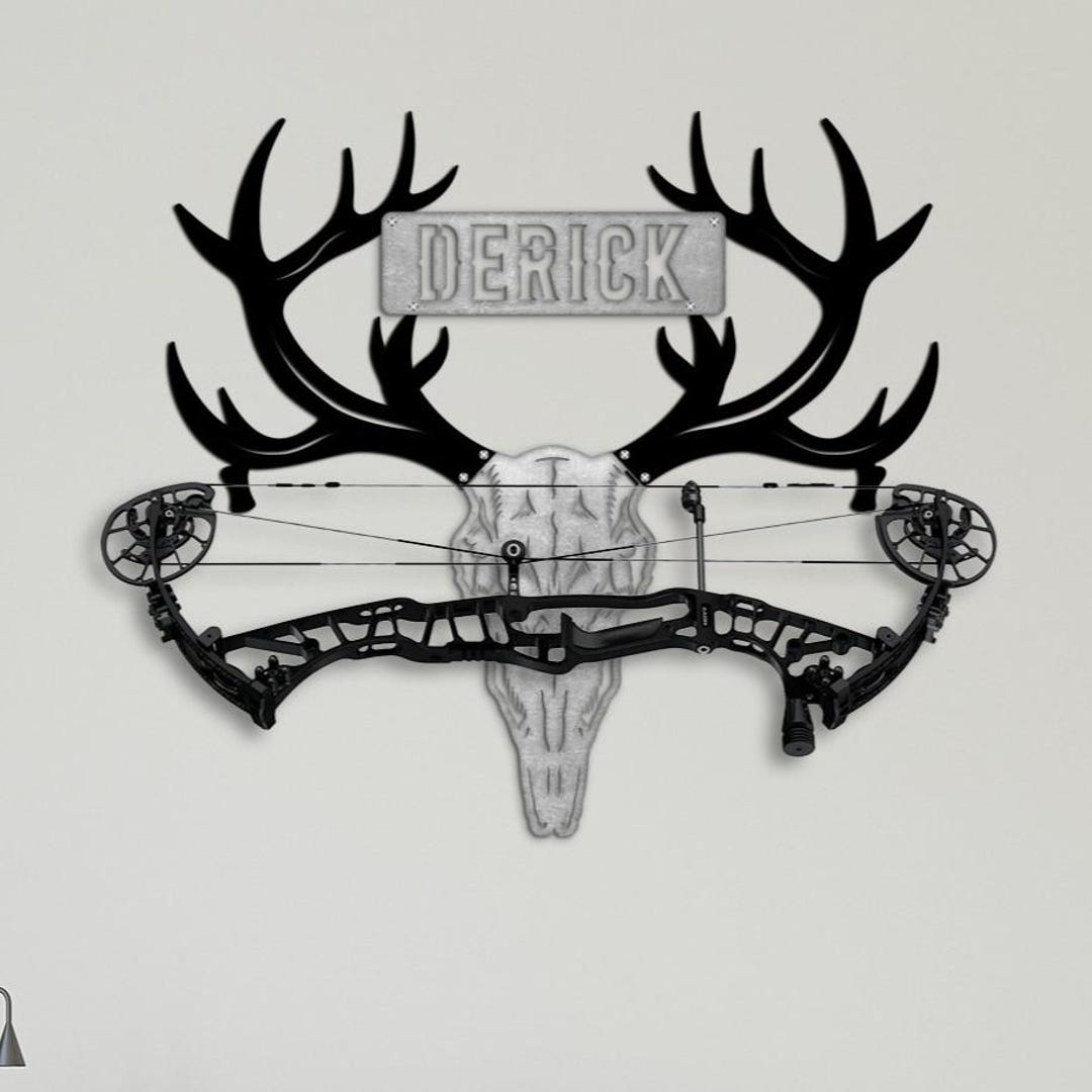 Metal Deer Skull Bow Hanger, Bow Wall Rack for Archery,metal Bow Holder ...