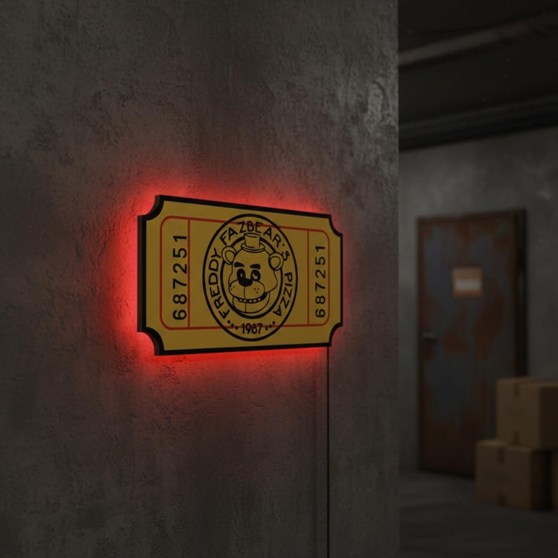 FNAF LED Sign, Freddy Fazbear Wall Light, Fazbear Pizza Decor, Five ...