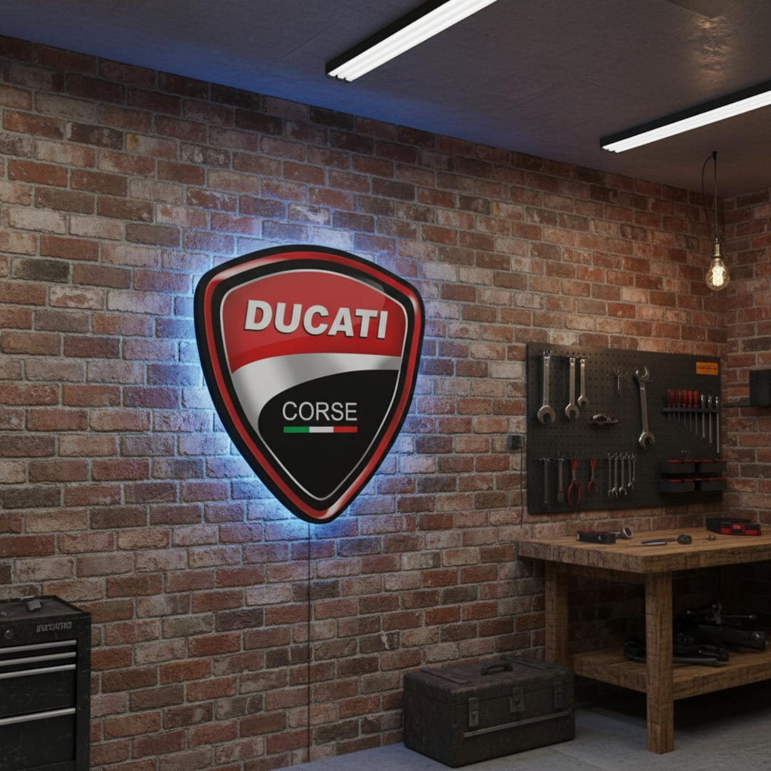 Ducati LED Sign, Ducati Wall Sign, Motorcycle LED Sign, Garage Neon ...