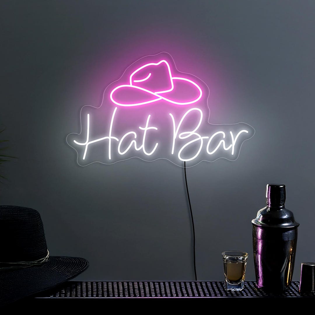 Hat Bar Neon Sign, Cowboy Bar Neon Sign, Western Bar Neon Sign, Cowboy ...