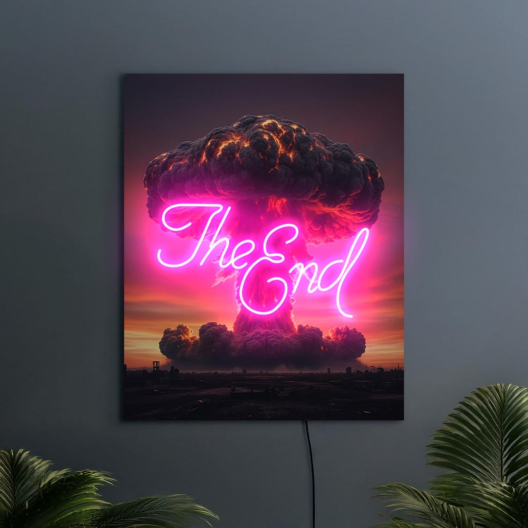 The End Neon Poster, Apocalyptic Wall Art, Modern Neon Print, Vaporwave ...