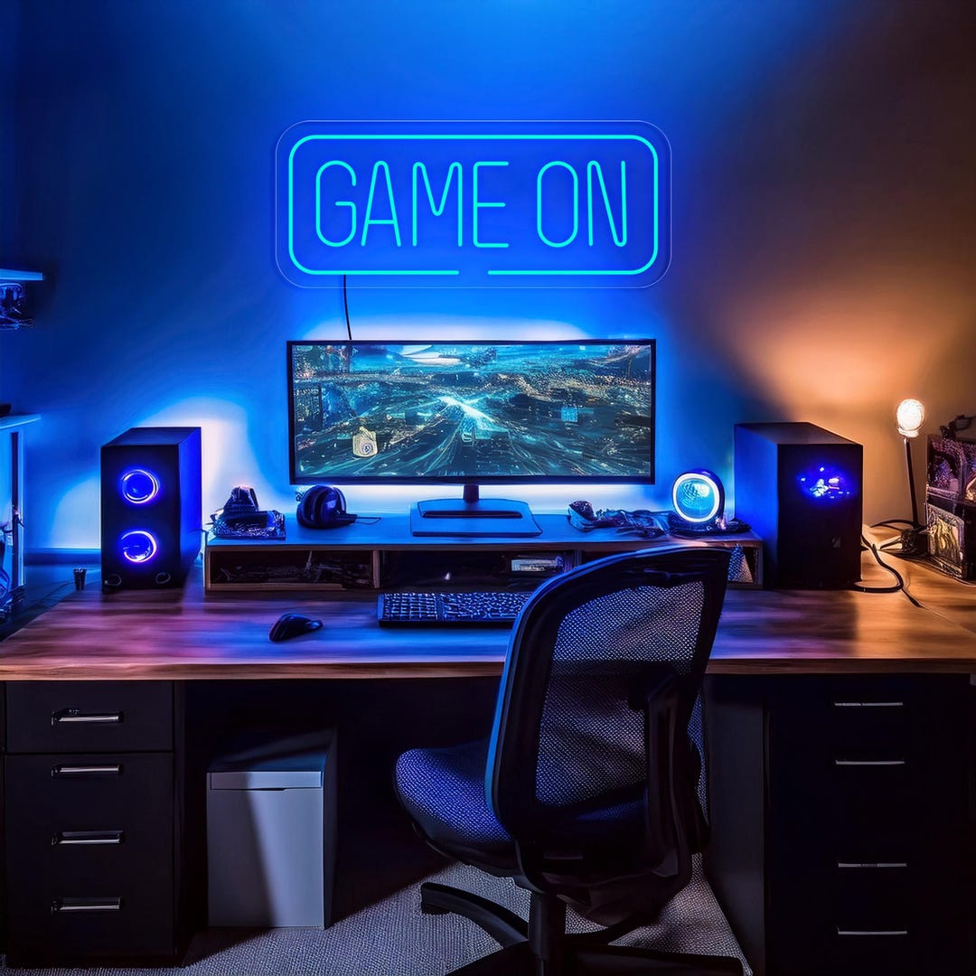 Game on Neon Sign, Game Room Neon Sign, Game on Led Sign, Kids Room ...