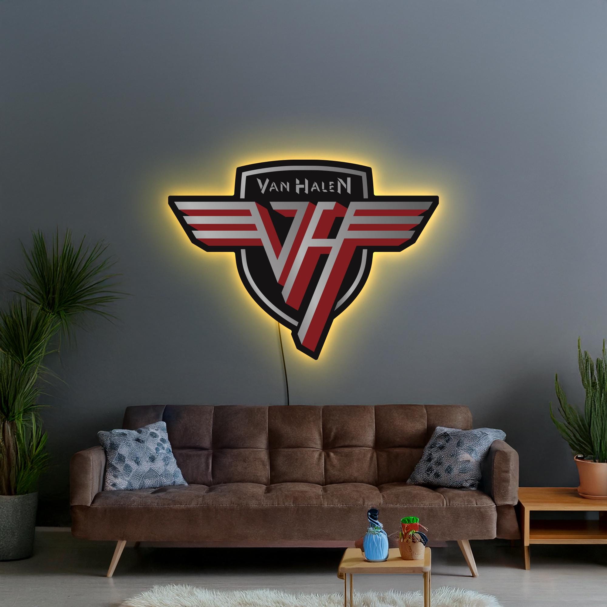 Van Halen Neon Sign, Van Halen Logo Art, Rock Band Sign Decor, Van ...