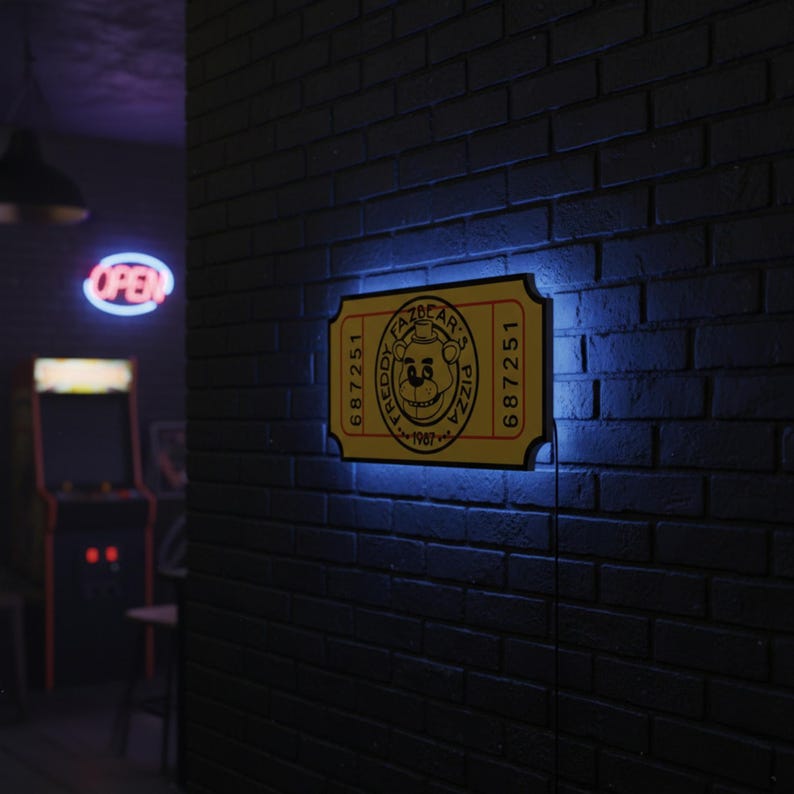 FNAF LED Sign, Freddy Fazbear Wall Light, Fazbear Pizza Decor, Five ...