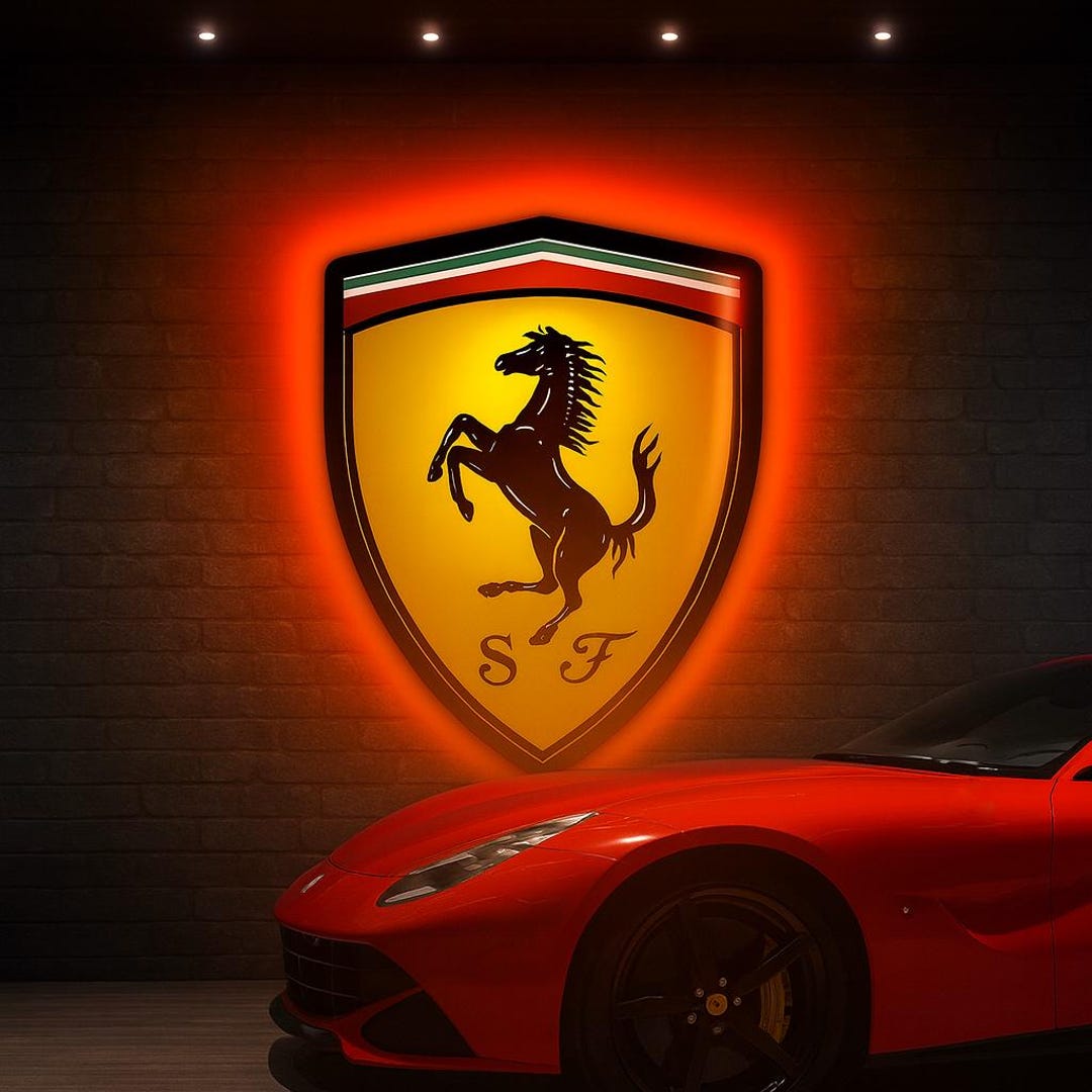 Ferrari Neon Sign, Ferrari Logo Wall Art, Ferrari Light Sign, Ferrari ...