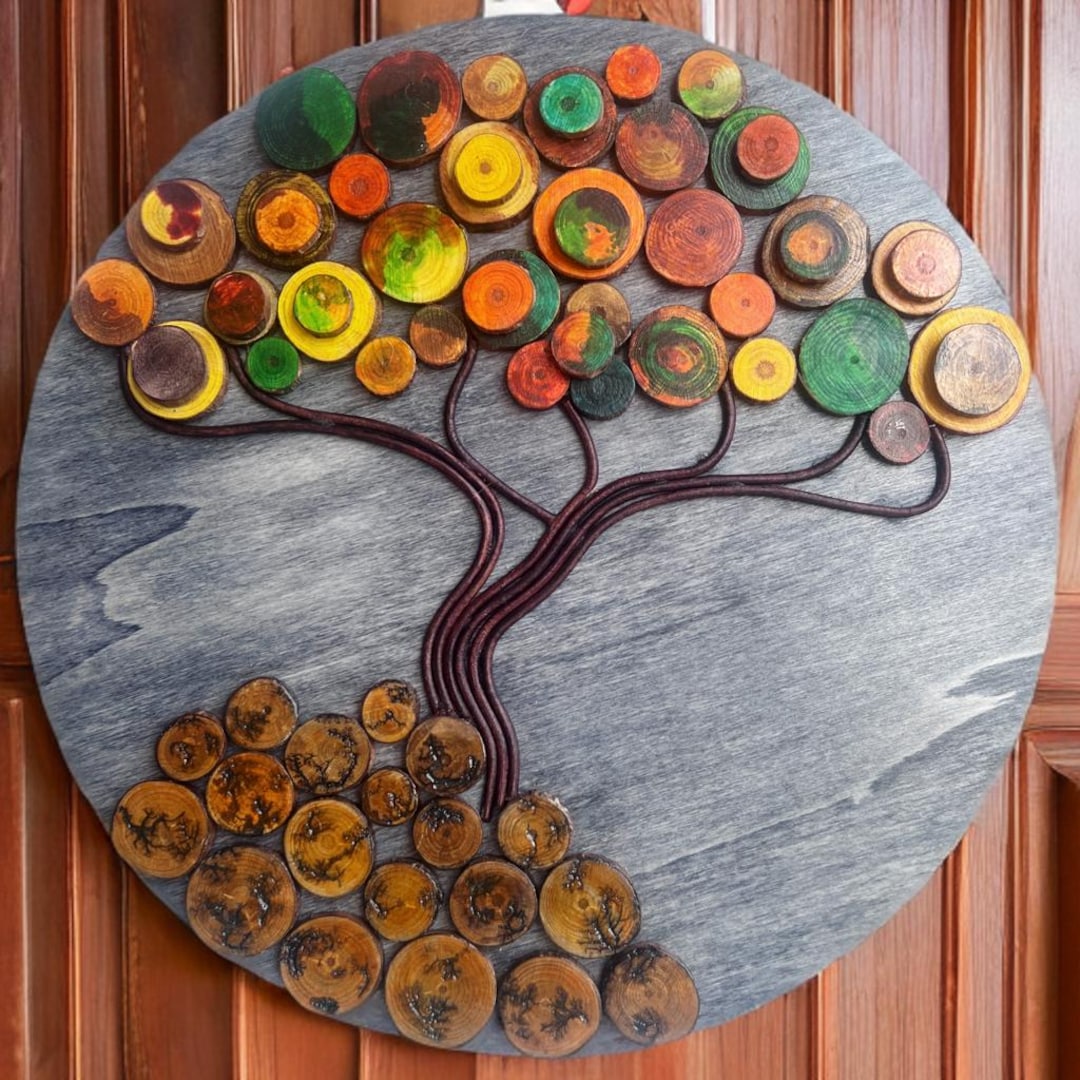 Wood Round Tree of Life Original Handmade Art - Etsy