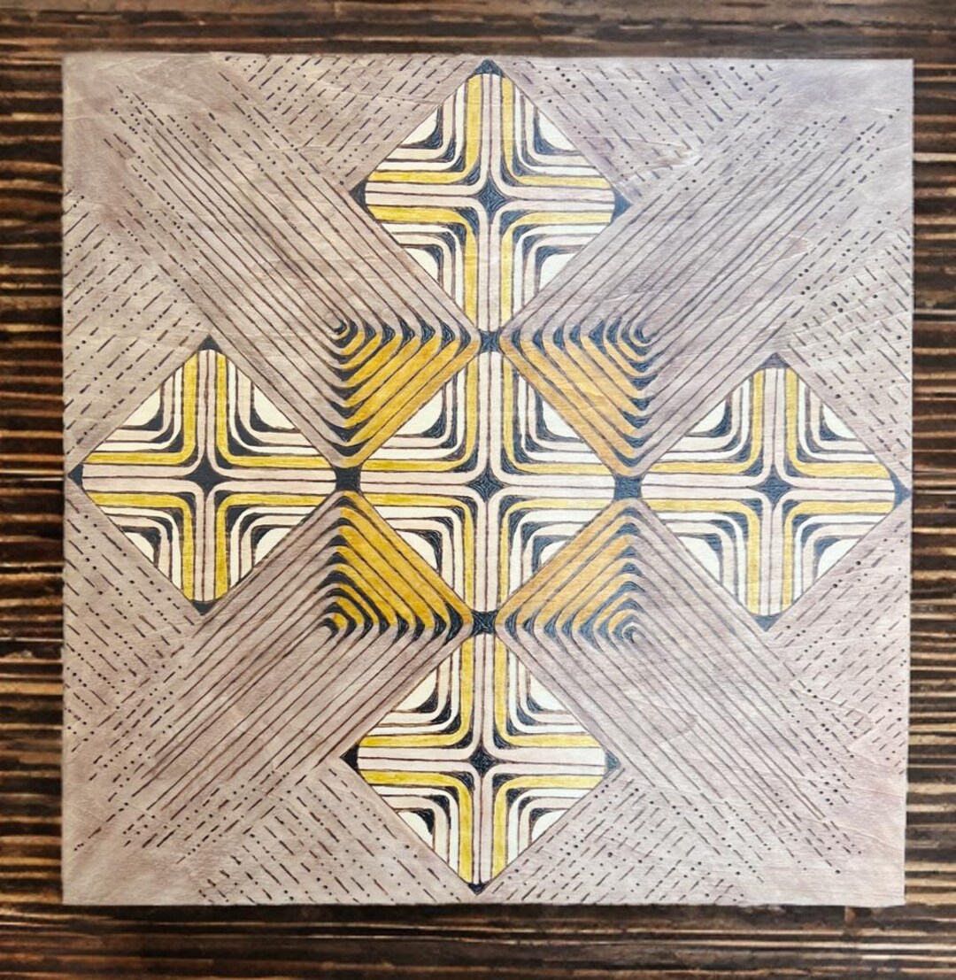 Handmade Mid Century Modern Geometric Pyrography Decor - Etsy