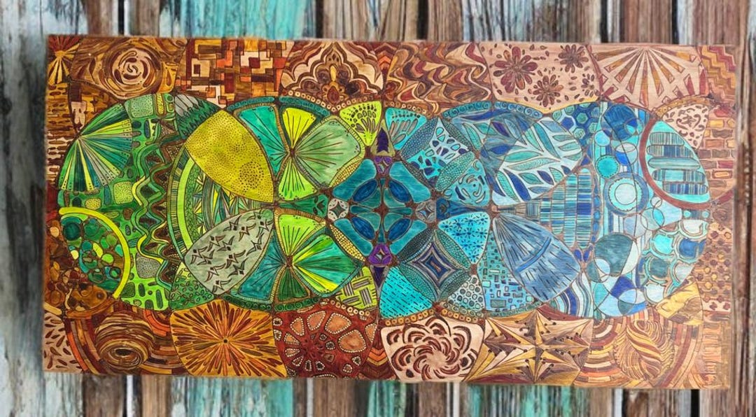 Handmade Original Zentangle Pyrography Large Wall Decor - Etsy