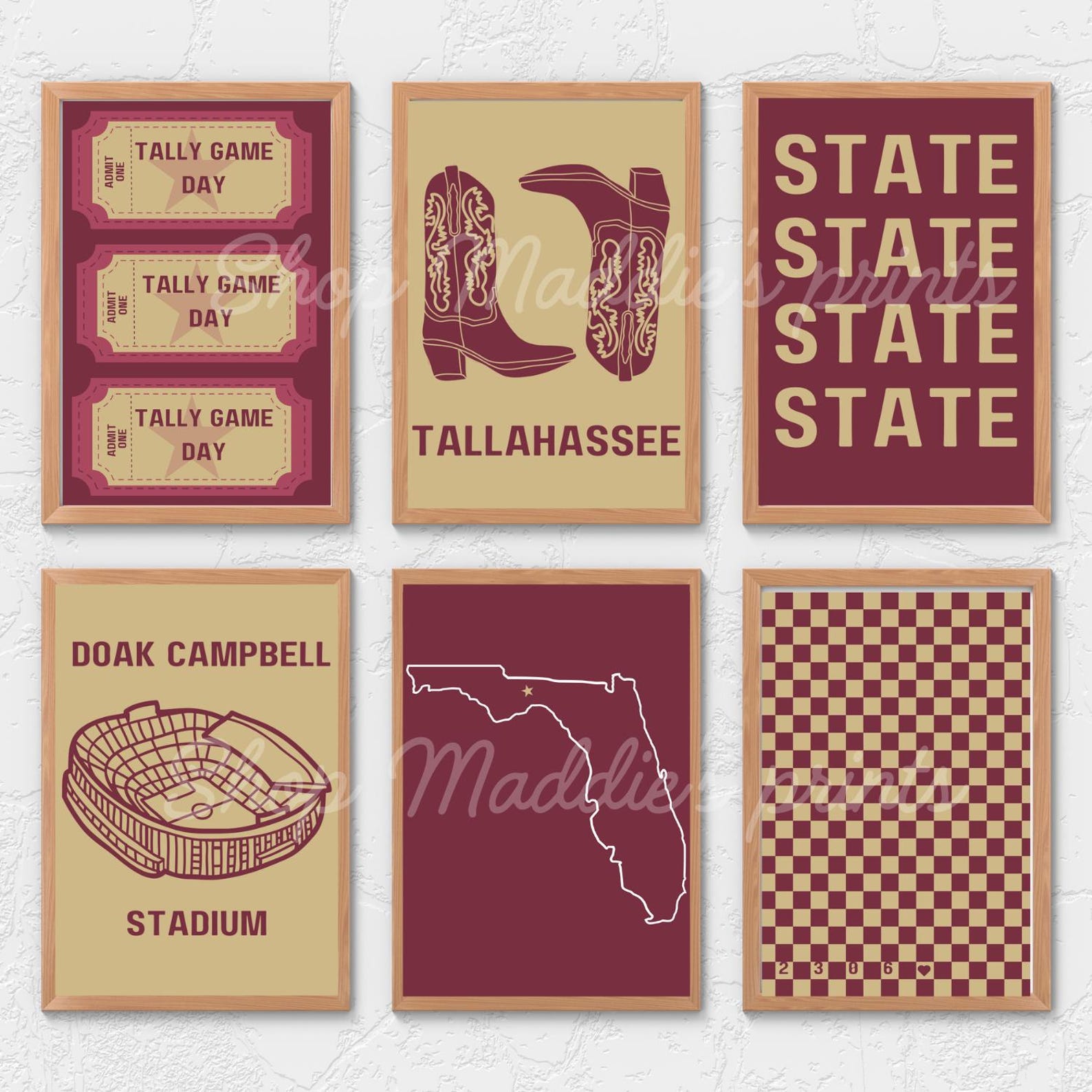 College Prints | Florida State University | Dorm Art - Etsy