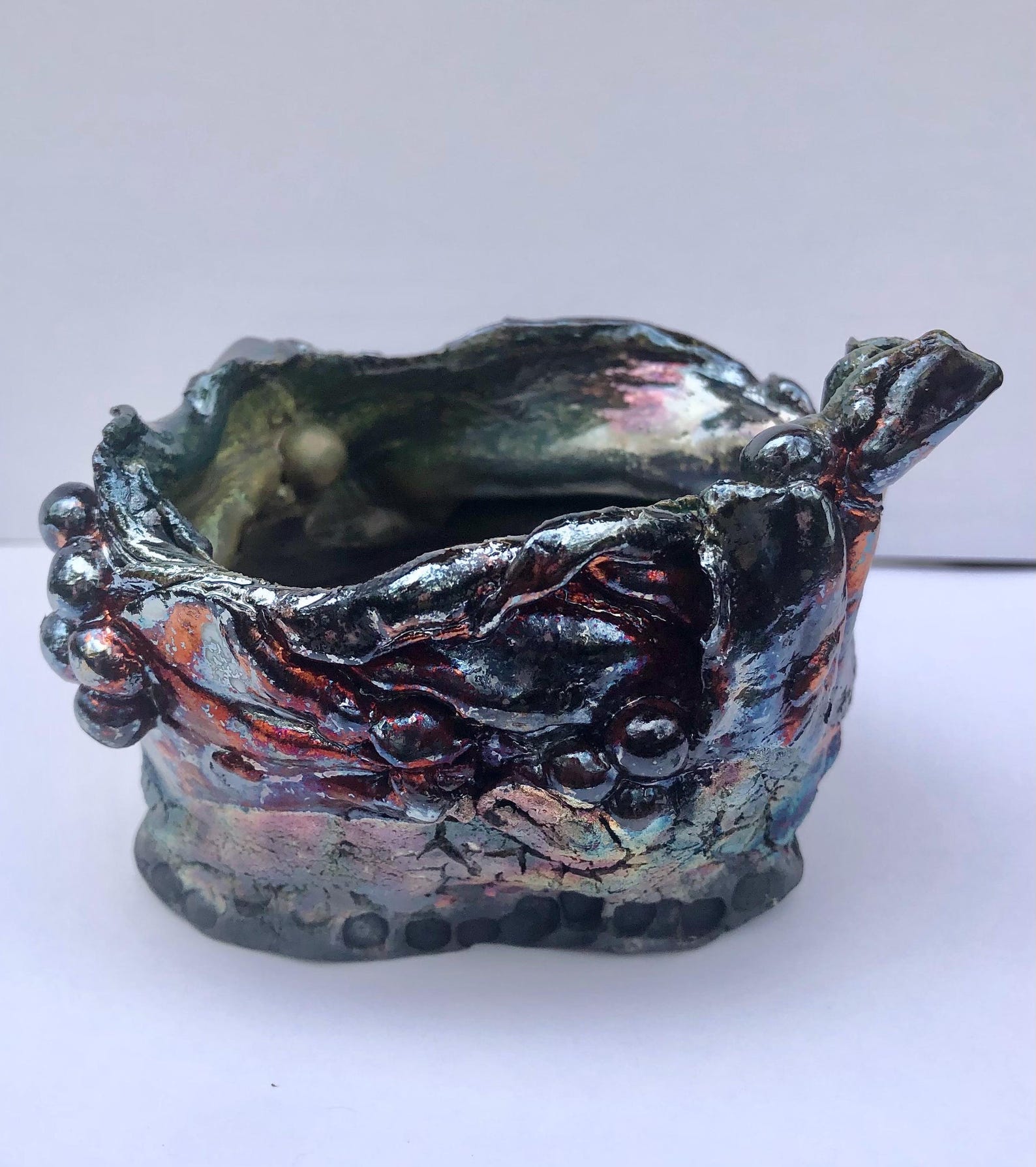 Raku Vessel Ceramics Pottery Metallic Glaze Artist Signed Cassatt ...