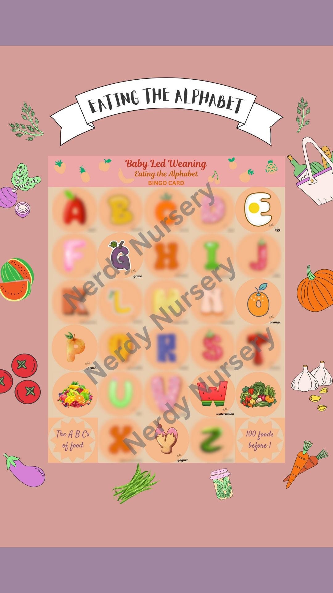 Eat the Alphabet! Bingo Cards (baby Led Weaning) - Etsy