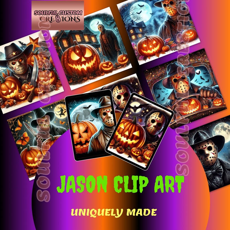 Halloween JASON Clipart Bundle, Watercolor Images, PNG High Quality ...