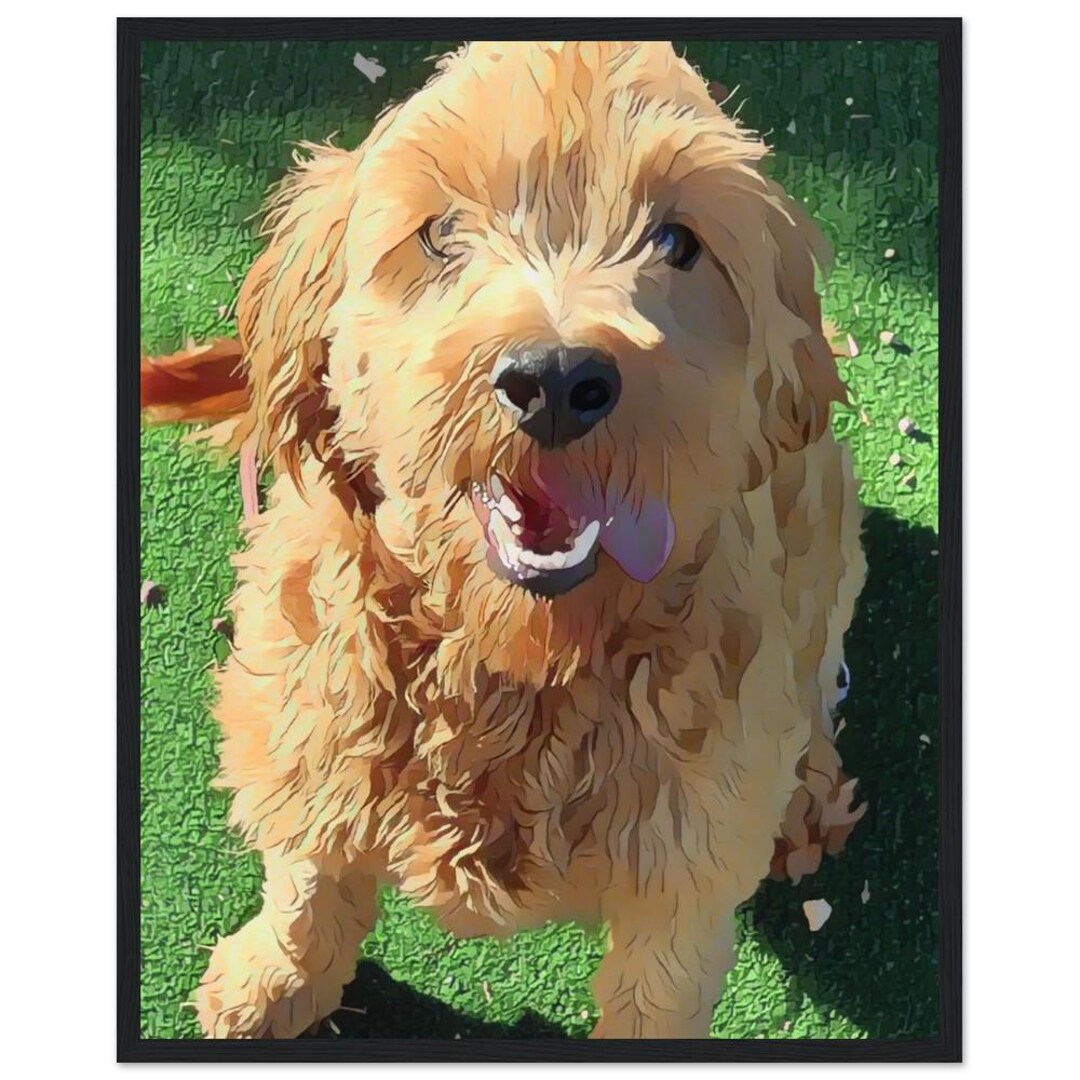 Custom Family/pet Cartoon Photo Semi-glossy Paper Wooden Framed Poster ...